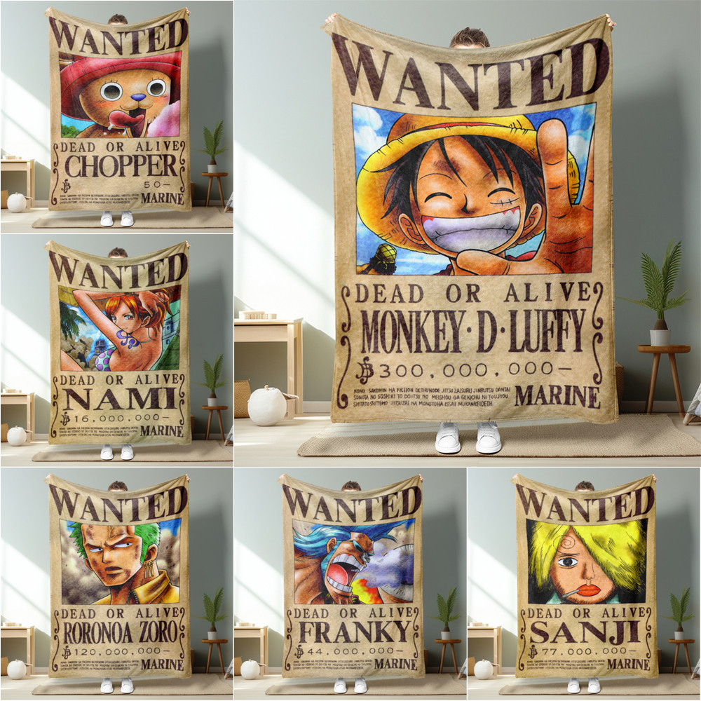 ONE PIECE Wanted Warrant Series Flannel Blanket One Side Printing ...