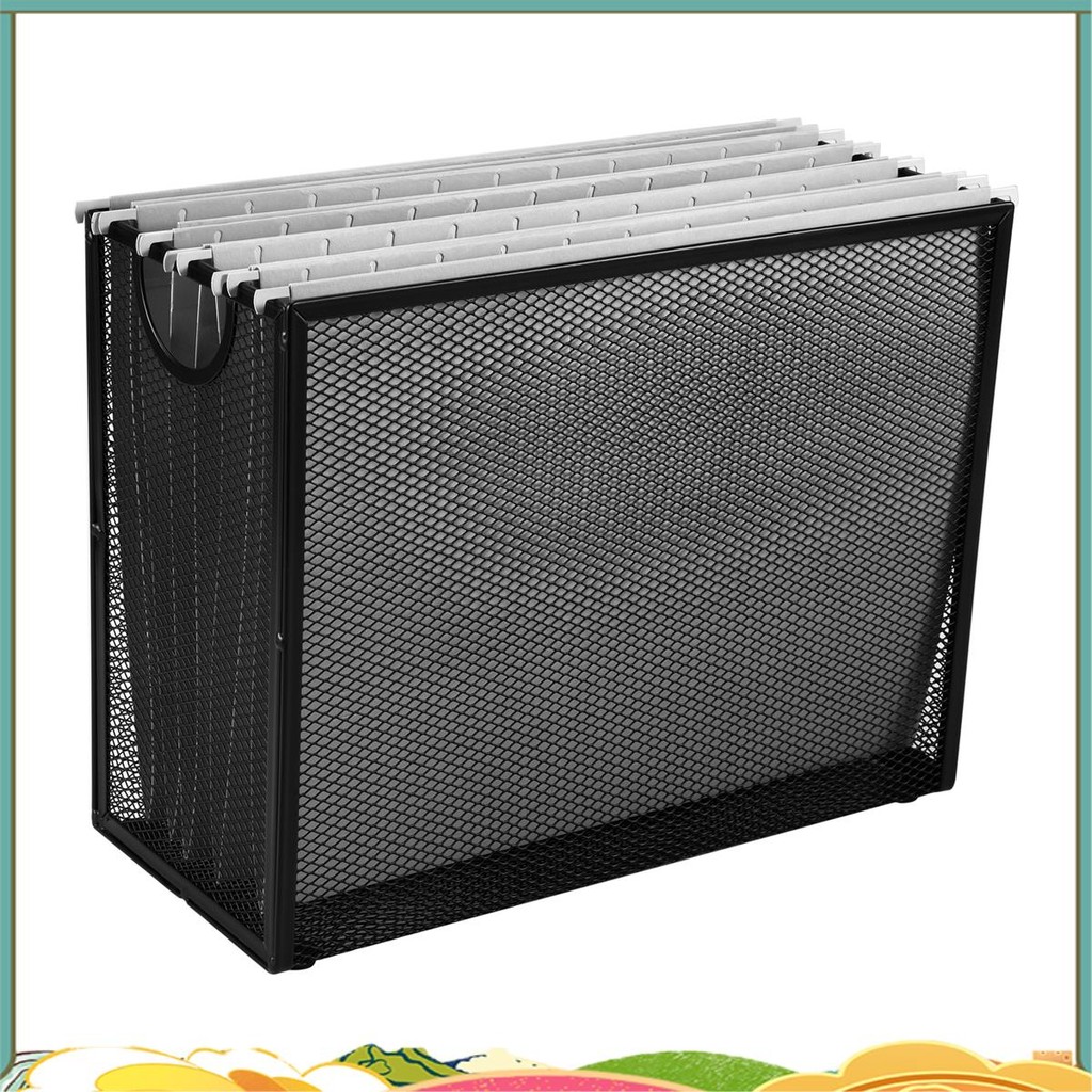 Hanging File Organizer Filing Box,Metal Mesh File Crate Desk Organizer ...