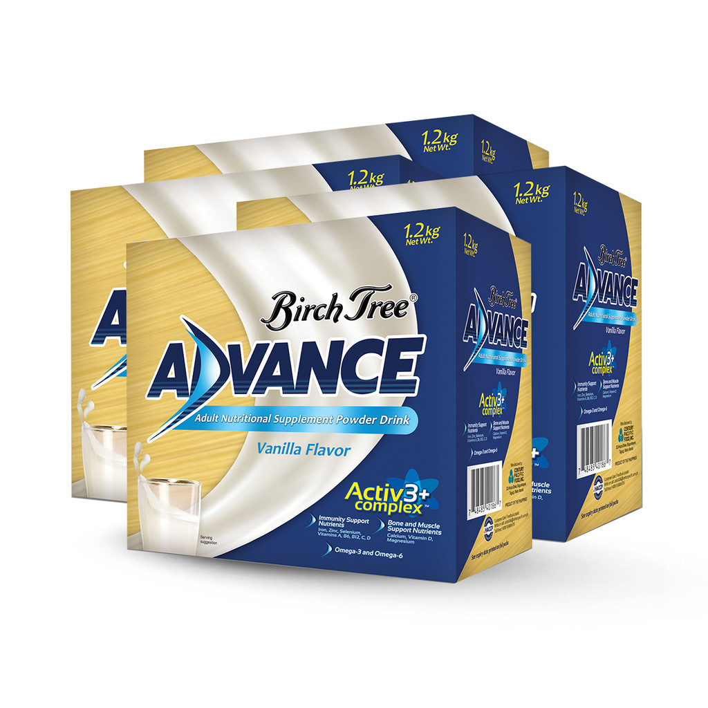 Birch Tree Advance Adult Powdered Milk Vanilla 1200g Bundle of 4 (5 ...