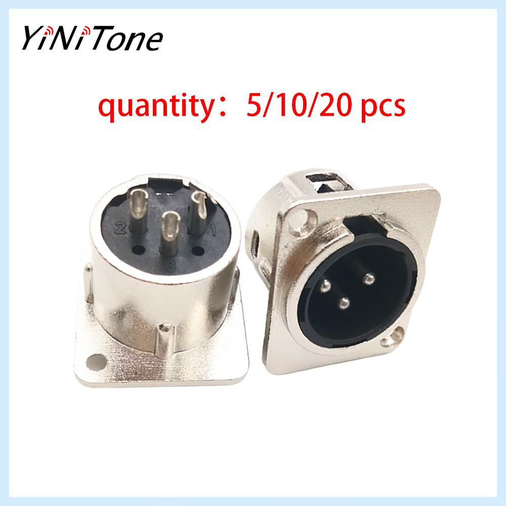 3Pin XLR Socket Male Panel Mount Socket Audio Speaker Mic Jack Plug ...