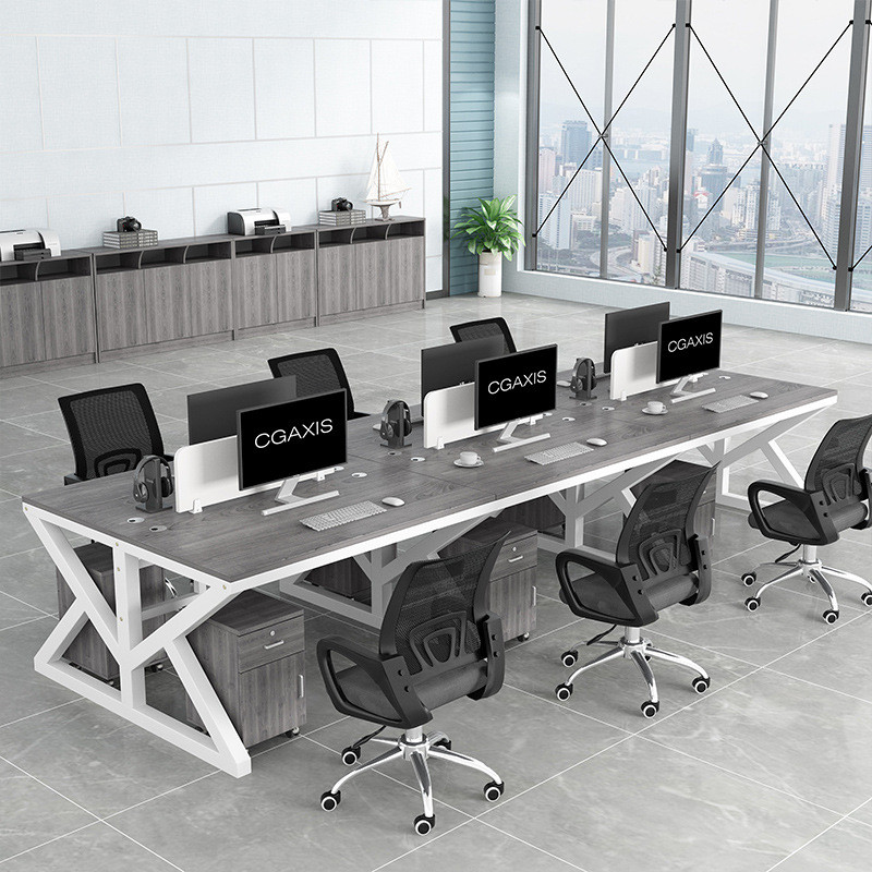 Office Desk for Four People, Simple Modern Staff Computer Desk ...