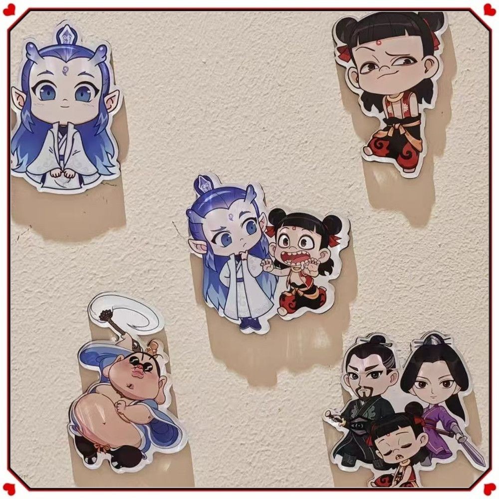 5PCS Nezha 2 Movie Peripheral Metal Badge Magnetic Refrigerator Sticker ...