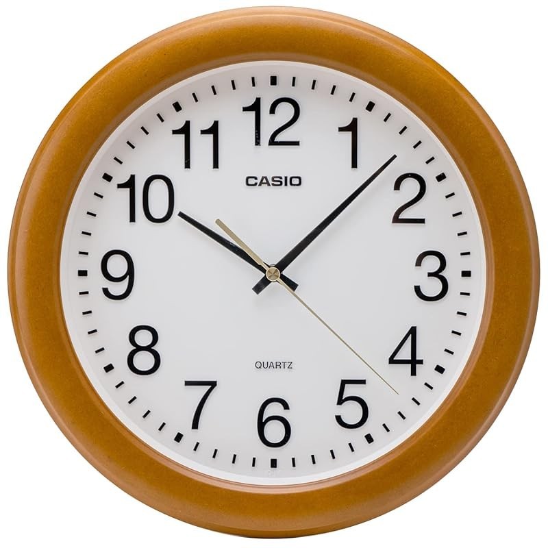 CASIO Wall Clock Brown Analog Wood Grain 29.5cm Silent Sweep Second ...