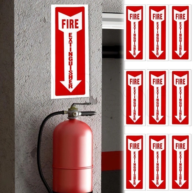 2Pcs Fire Extinguisher Sign Sticker - Fire Guidance Decals - Self ...