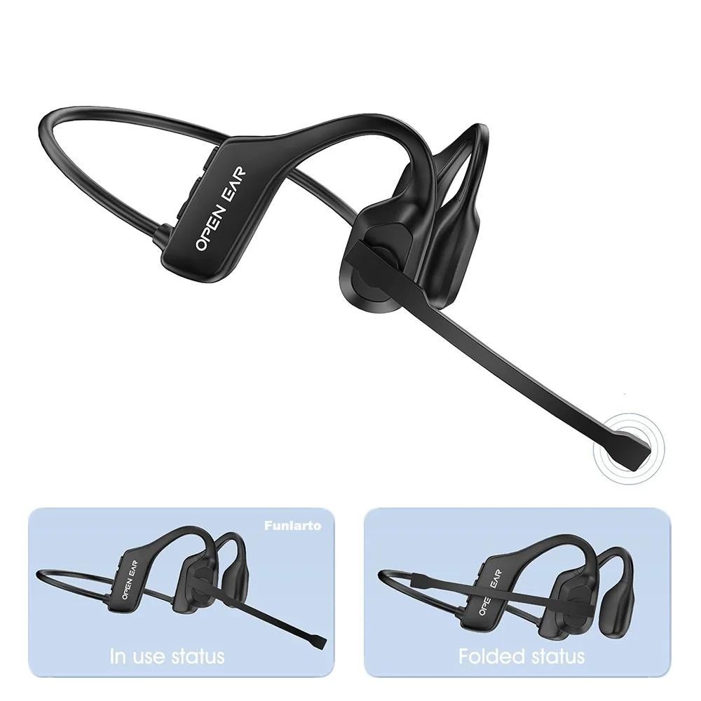 Bluetooth 5.3 Headsets with Boom Microphone Open Ear Wireless ...