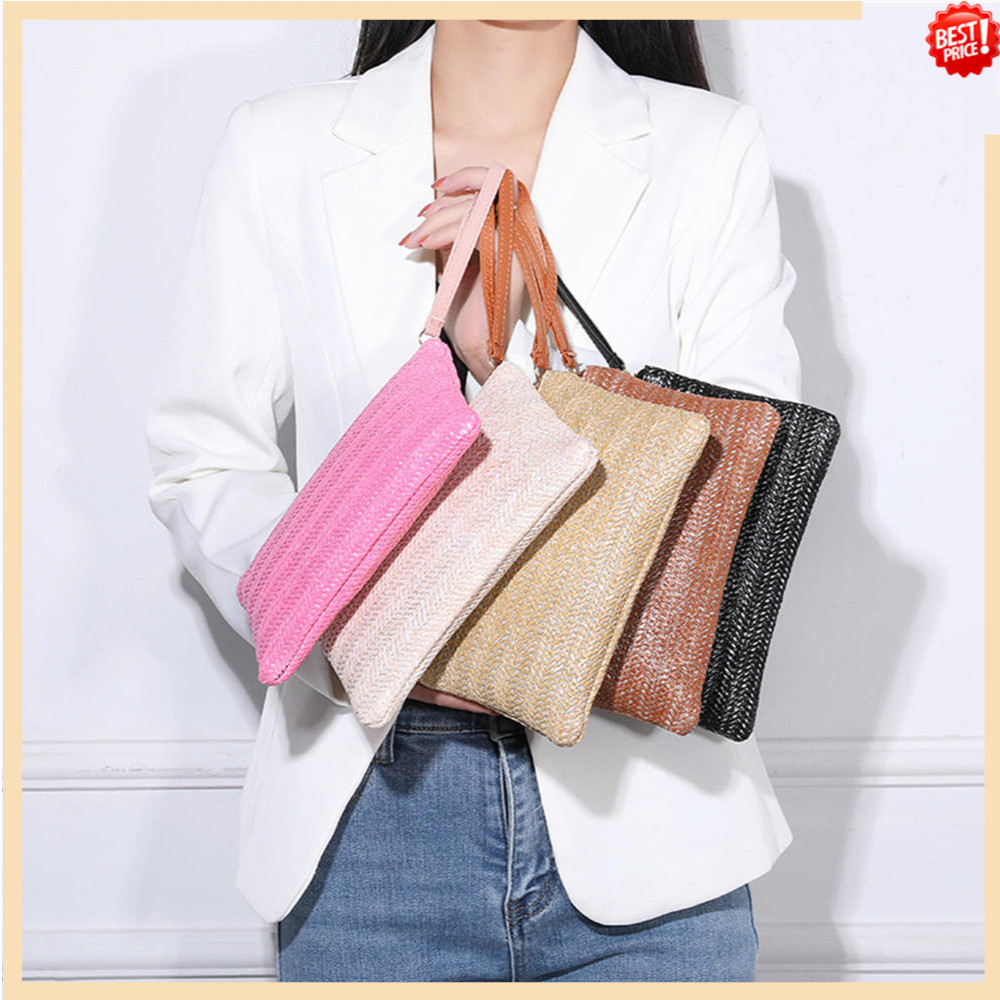 Fashion Weaving Bag Women Daily Money Phone Bag Solid Straw Woven ...