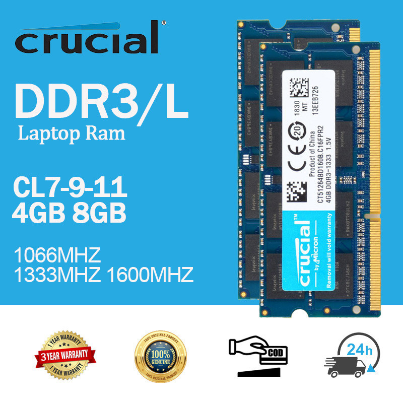 [READY STOCK] Crucial 4GB 8GB RAM DDR3 DDR3L 1600Mhz 1333Mhz 1066Mhz ...