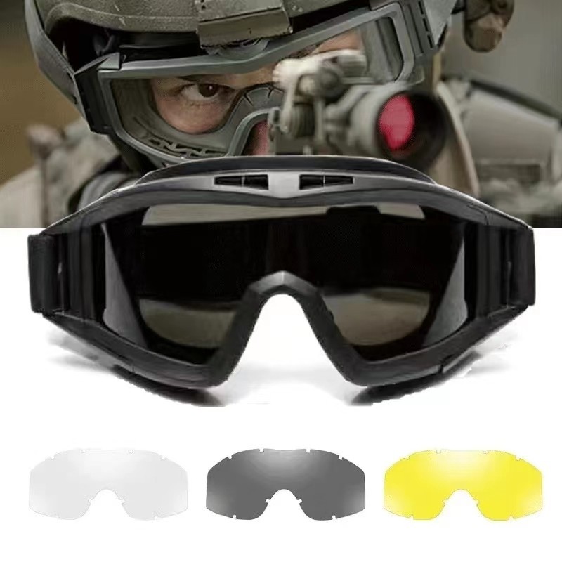 Tactical Goggles Military Goggles 3 Lens Military Goggles Motorcycle ...