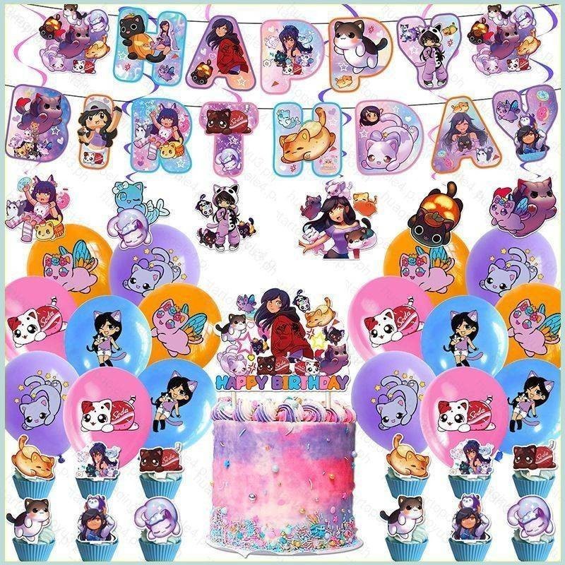 Aphmau Plushies theme kids birthday party decorations banner cake ...