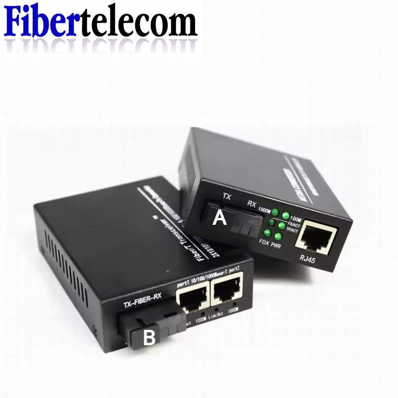 Media Converter Switch RJ45 SC Connector 2 Port 1310/1550 Gigabit SFP ...