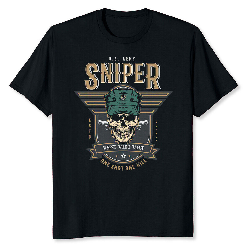 Us Army Sniper Skull Graphic Military One Shot One Kill T-Shirt ...