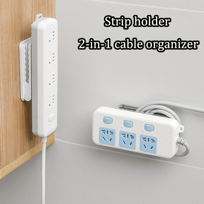 Home Self-Adhesive Power Strip Bracket Extension Outlet Cable Organizer ...