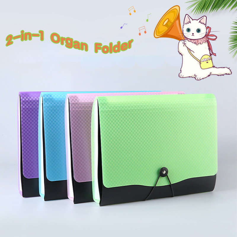 2 in 1 Expanding File Folder 13 Pockets with 1Clipboard Large Capacity ...