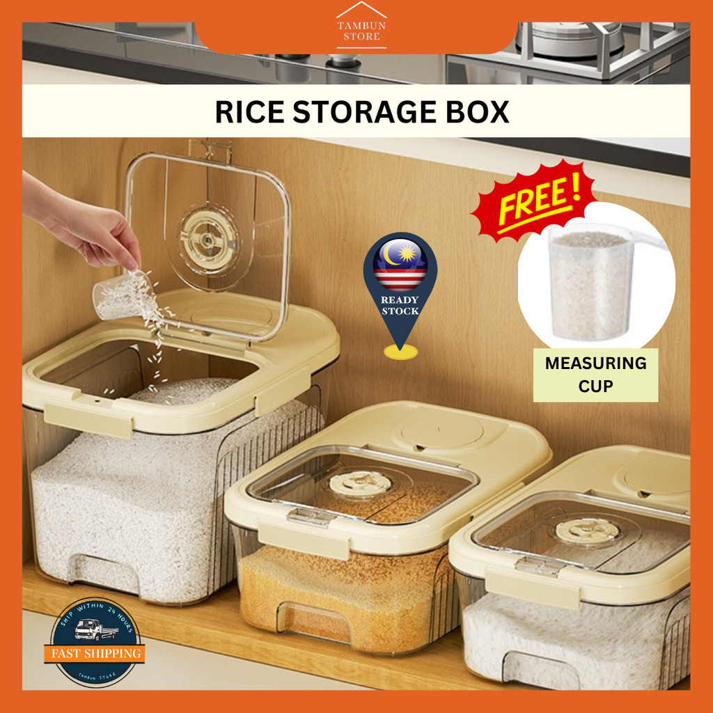 3/10/15kg Moisture&Insect Proof Tight Seal Rice Storage Box Grain ...
