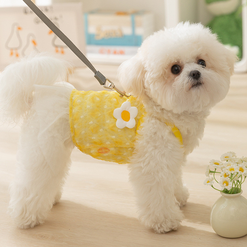 Pet Dress for Shih Tzu Yellow Green Thin Skirt Dog Summer Clothes ...
