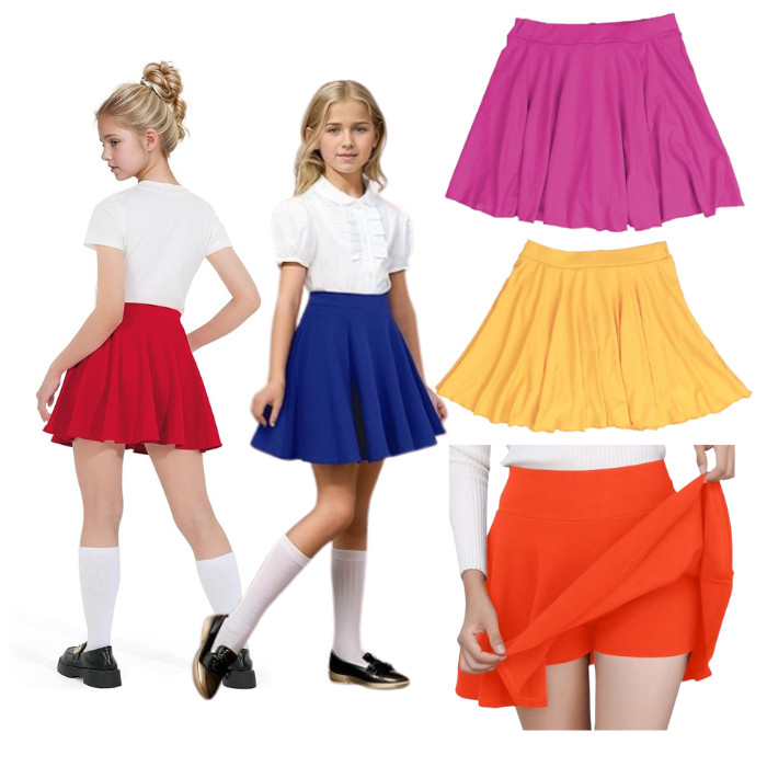 PLAIN SKORT WITH SHORTS FOR GIRLS AGES 8-15 UP TO PLUS SIZE KIDS PALDA ...