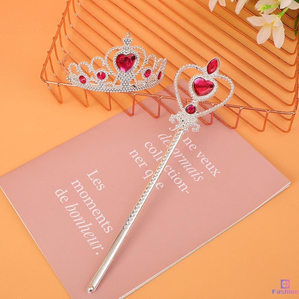 Princess Wand Tiara Set Dress Up Crown Tiara and Wand Princess Costume ...