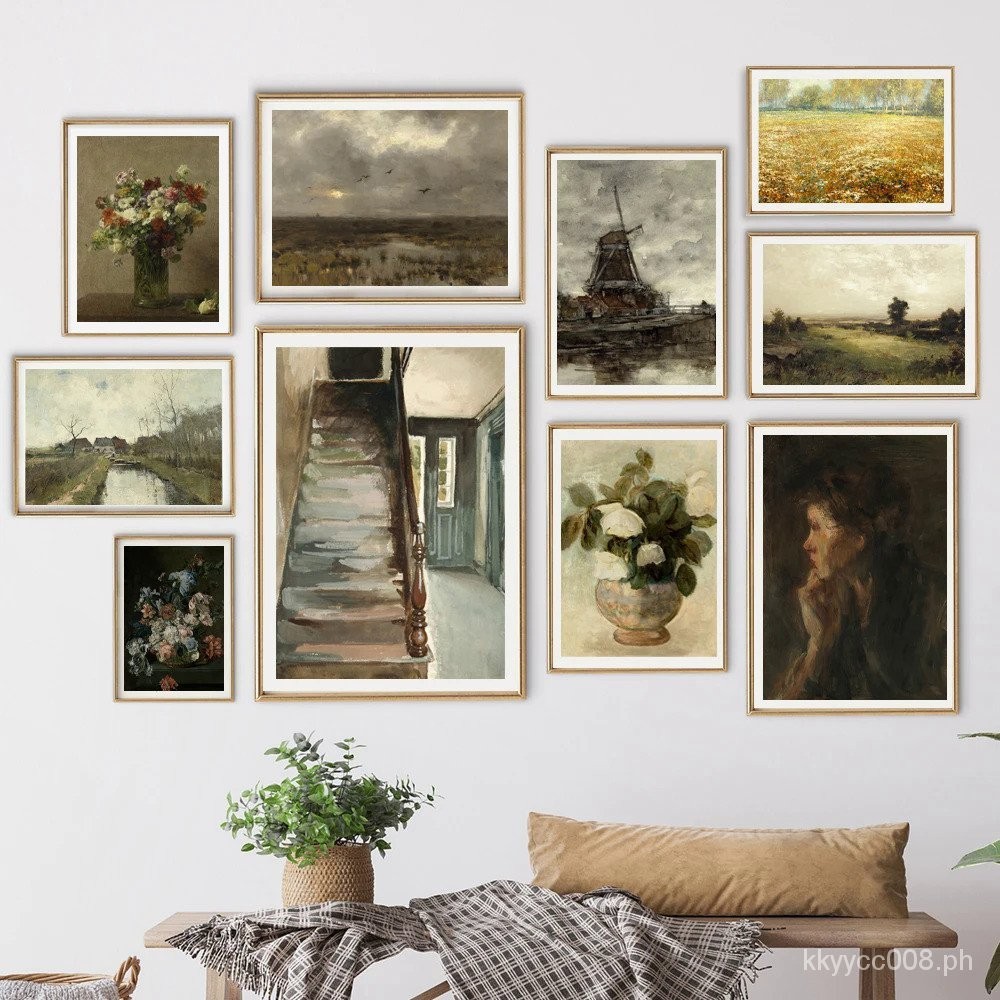 Dark Academia Aesthetic Wall Decoration Rustic Moody Landscape Oil ...