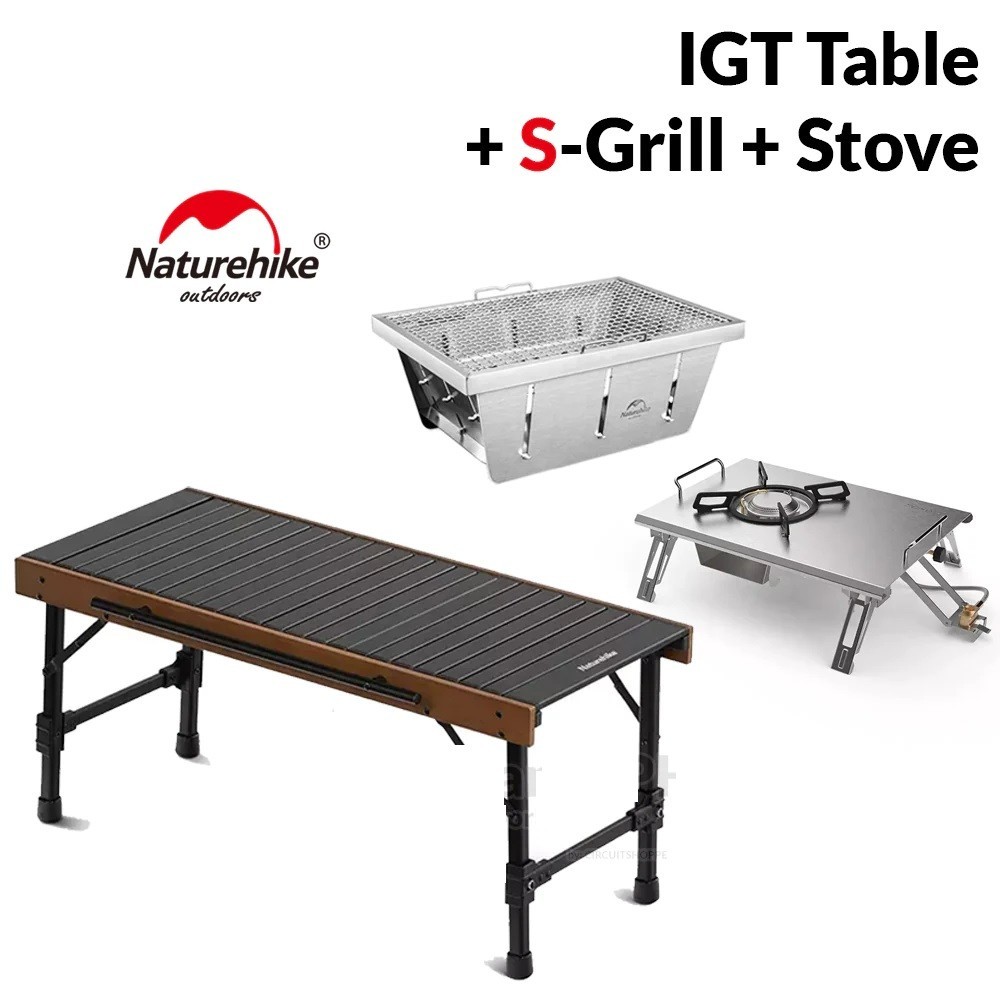 NATUREHIKE IGT Stove Cooking Table Stainless Steel Folding Grill G01 ...