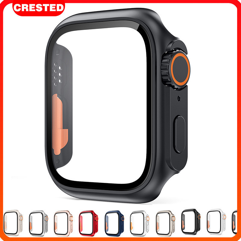 Tempered Glass Film PC Case Cover for IWatch 46mm 45mm 44 40 42 38 ...
