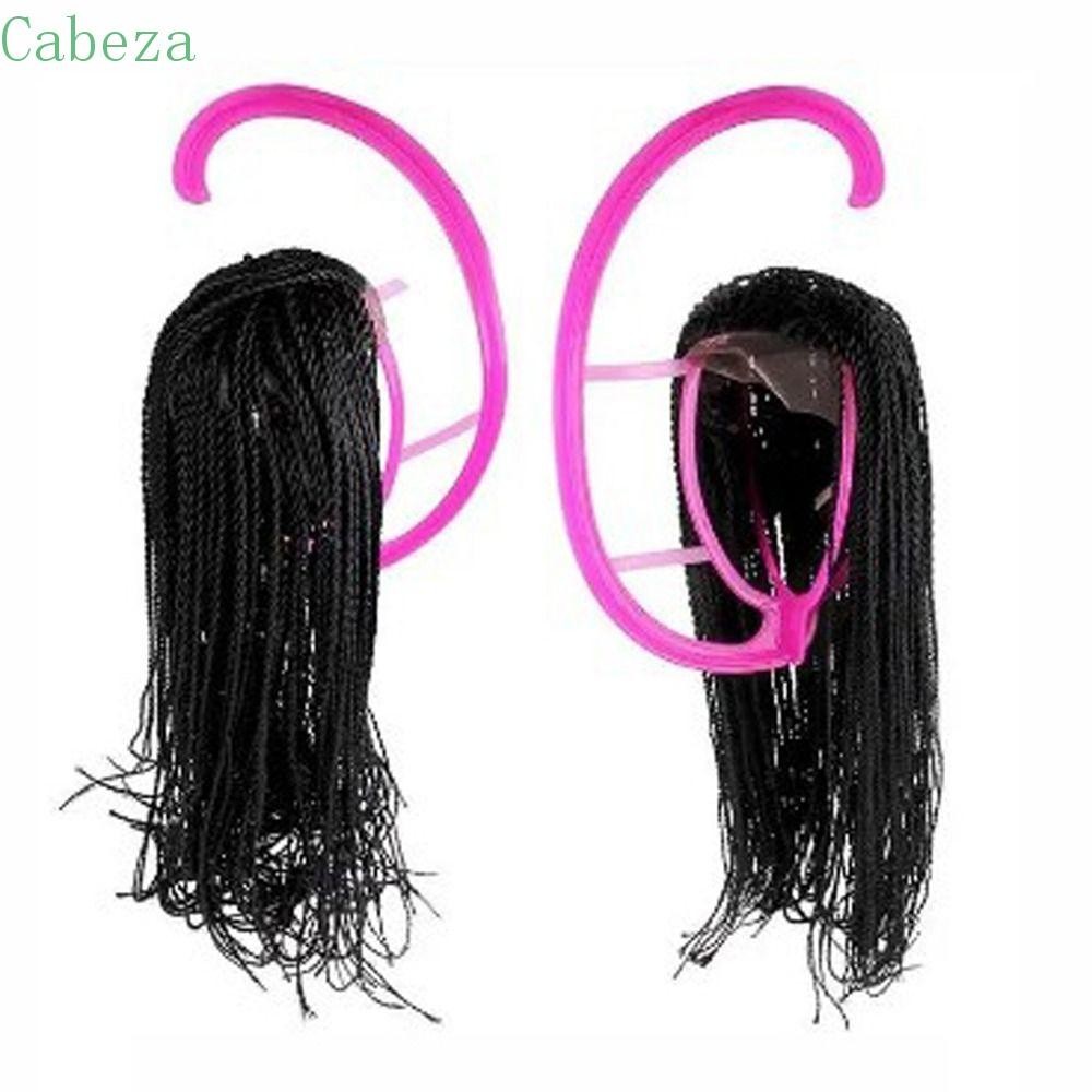 CABEZA Hanging Wig Stand, Black Pink Plastic Portable Wig Hanger, Wig ...