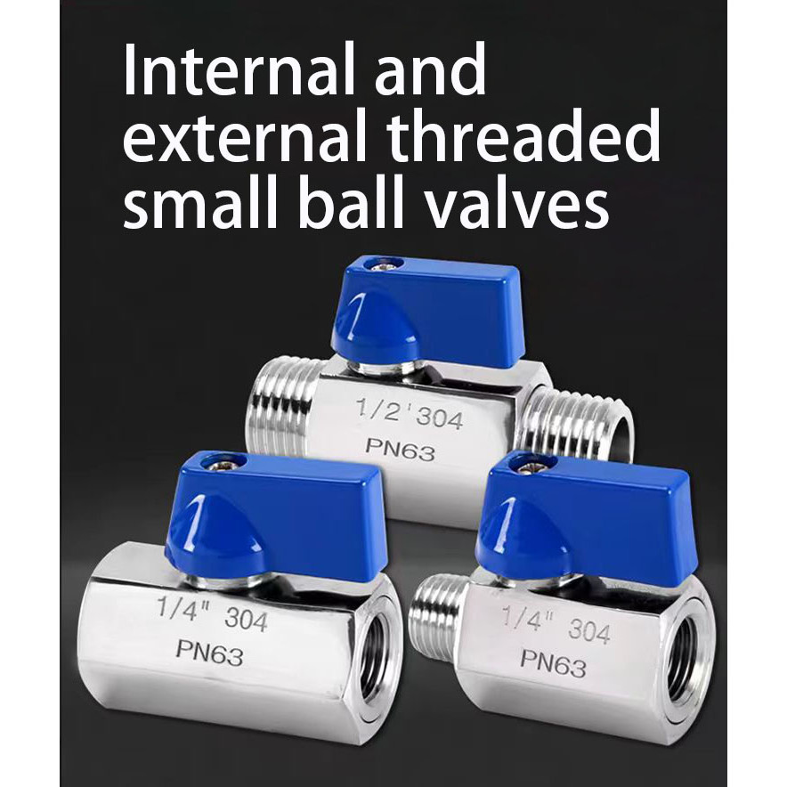 304 Stainless Steel Double Outer Inner Outer Wire Switch Valve Mini Ball Valve 1 Point 2 Points ...
