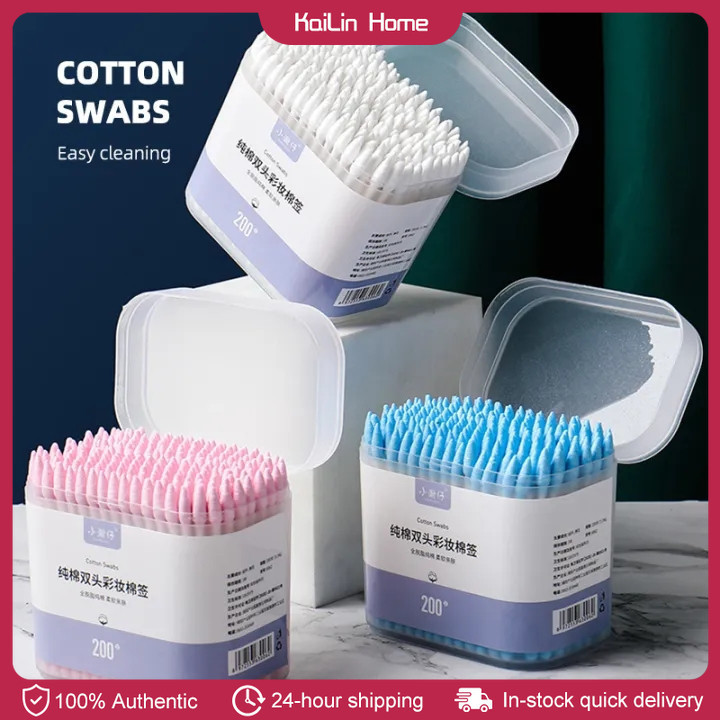3 in 1 Baby Cotton Swab 200Pcs Double-headed Ear Nose Cleaning Cotton ...