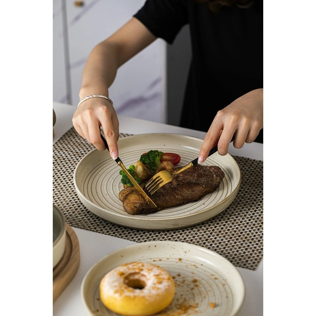 Kitchen Plus Stoneware Ceramic Tableware Reactive Glaze Natural Dinner ...