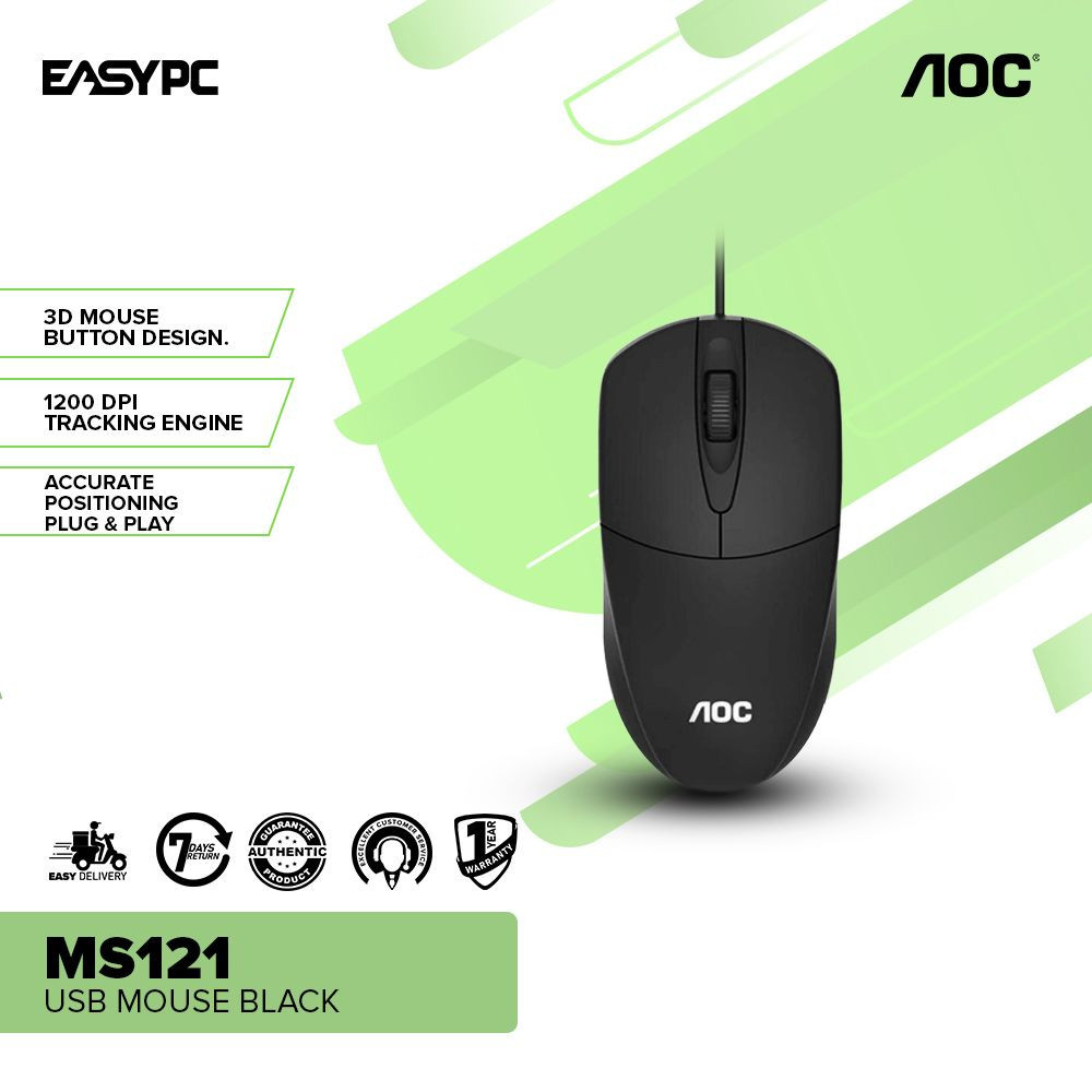 EasyPC| AOC MS121/ MS320 wired and wireless mouse| Optical USB Black | Shopee Philippines