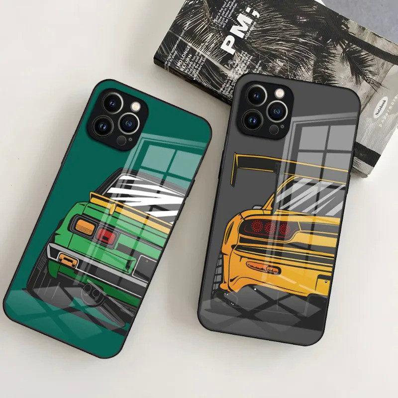 JDM-Sports Car Phone Case Tokyo Drift Glass Design Case for IPhone 15 ...