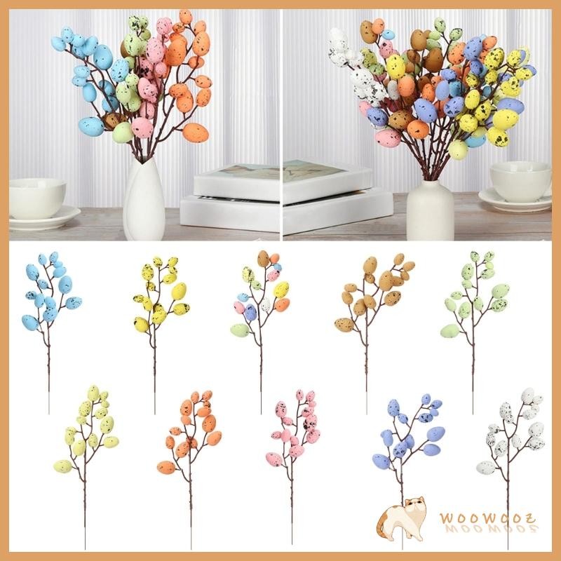 WOOW Easter Eggs Flower Skewers Decors Handmade Easter Eggs Artificial ...