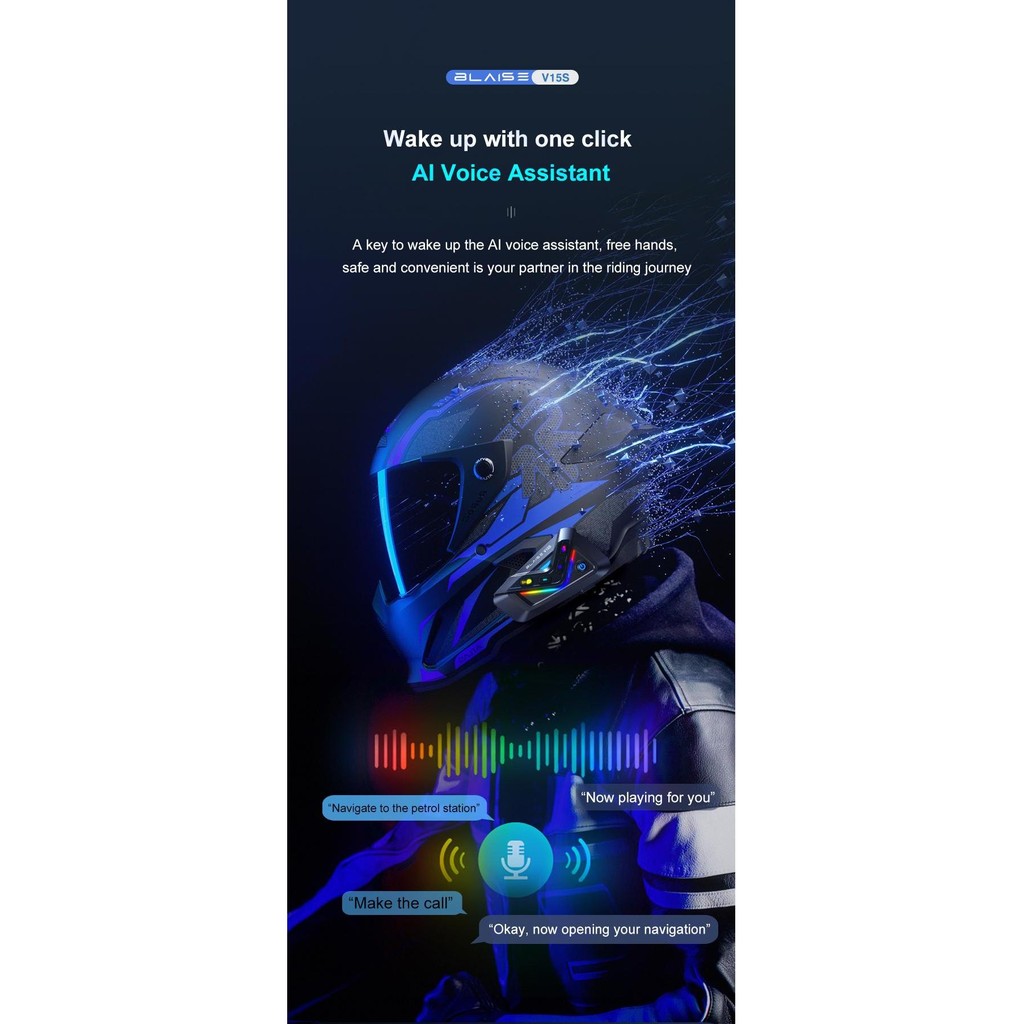 BLAISE V15S Mesh Motorcycle Helmet Intercom Headset 15 people Intercom ...