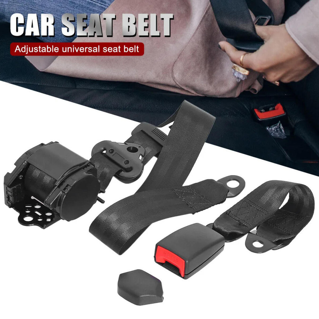 Safety Belt Bell 3 Point Lock Auto Pull Back Car Seat New Black Car ...