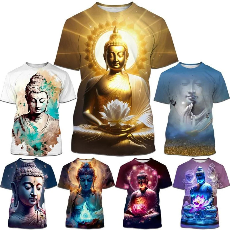 Men's/women's Round Neck Short Sleeve Buddha Shakyamuni 3d Printed T ...