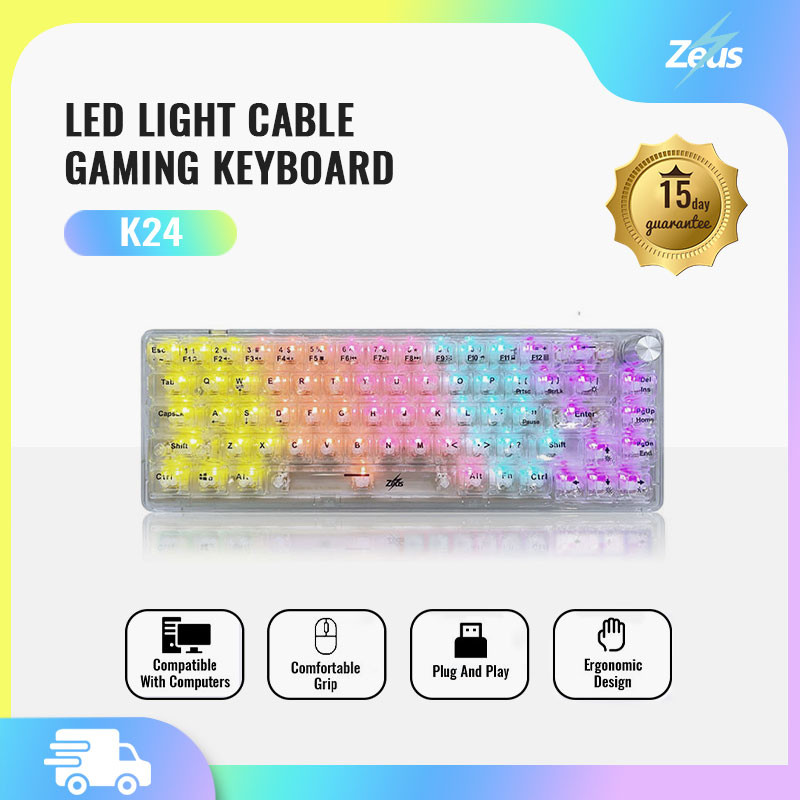 Zeus 60% Wired Transparent Mechanical Keyboard W/ Transparent Keycaps ...