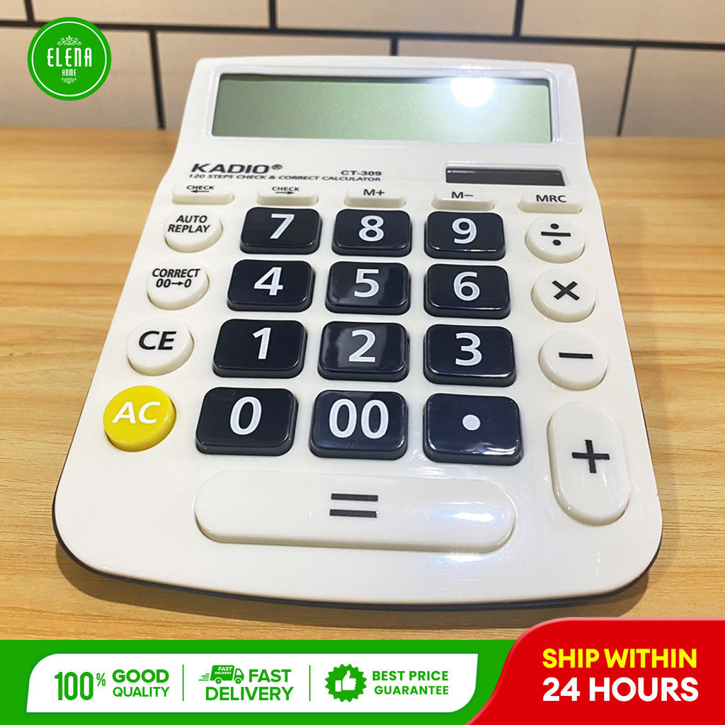 Elena Basic Calculator Big Size Desktop Calcu Large LED Display 12 ...