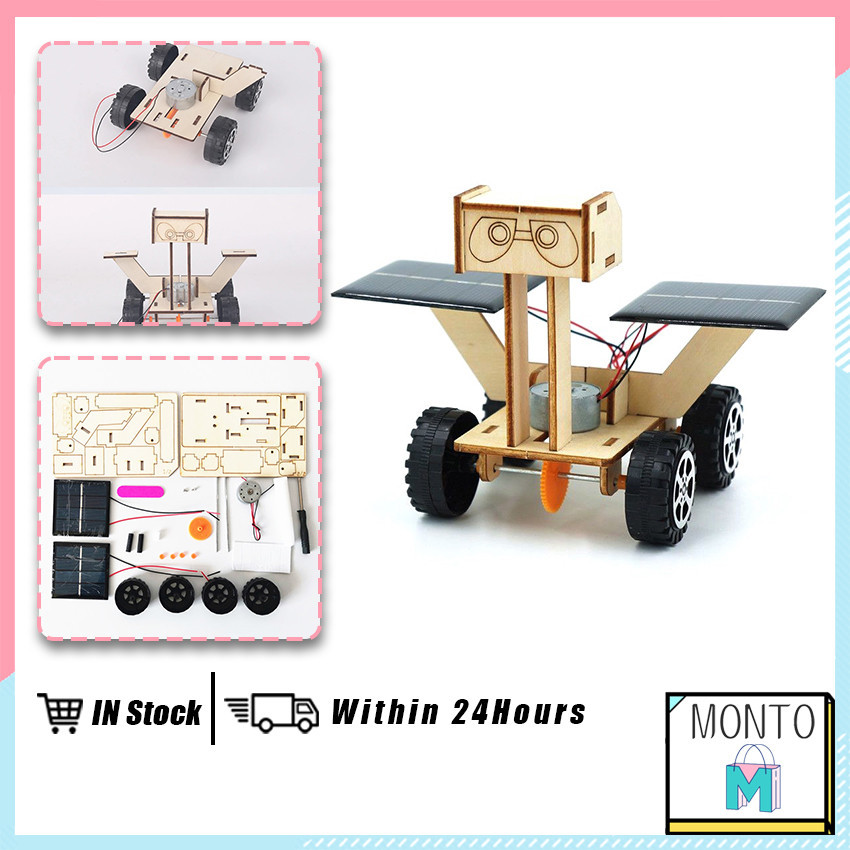 DIY Solar Robot Kit Wood Assemble STEM Toy Car Vehicle Model for ...