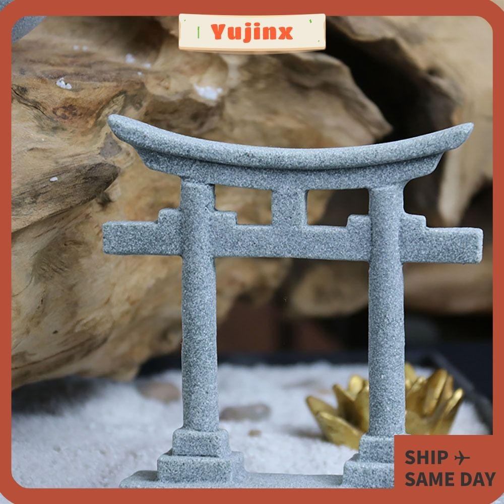 YUJINX Mini Japanese Torii Gate, Artificial Sandstone Grey Simulation ...
