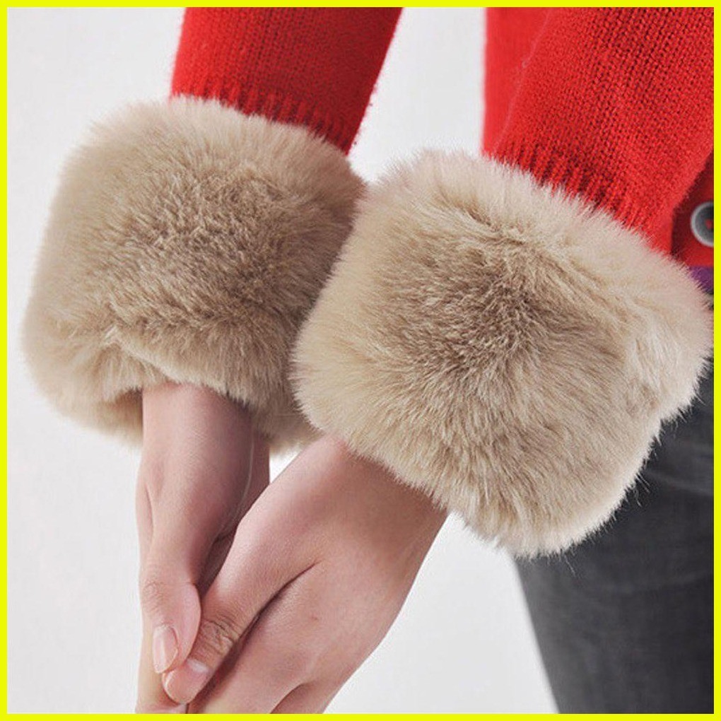 FAVORITEGOODS Faux Fur Wrist Cuffs Elastic for Wool Coat & Jackets ...