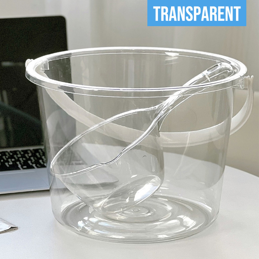 Minimalist Home buddies Transparent Timba Plastic Bucket Timba with Dipper and Basin Tabo ...