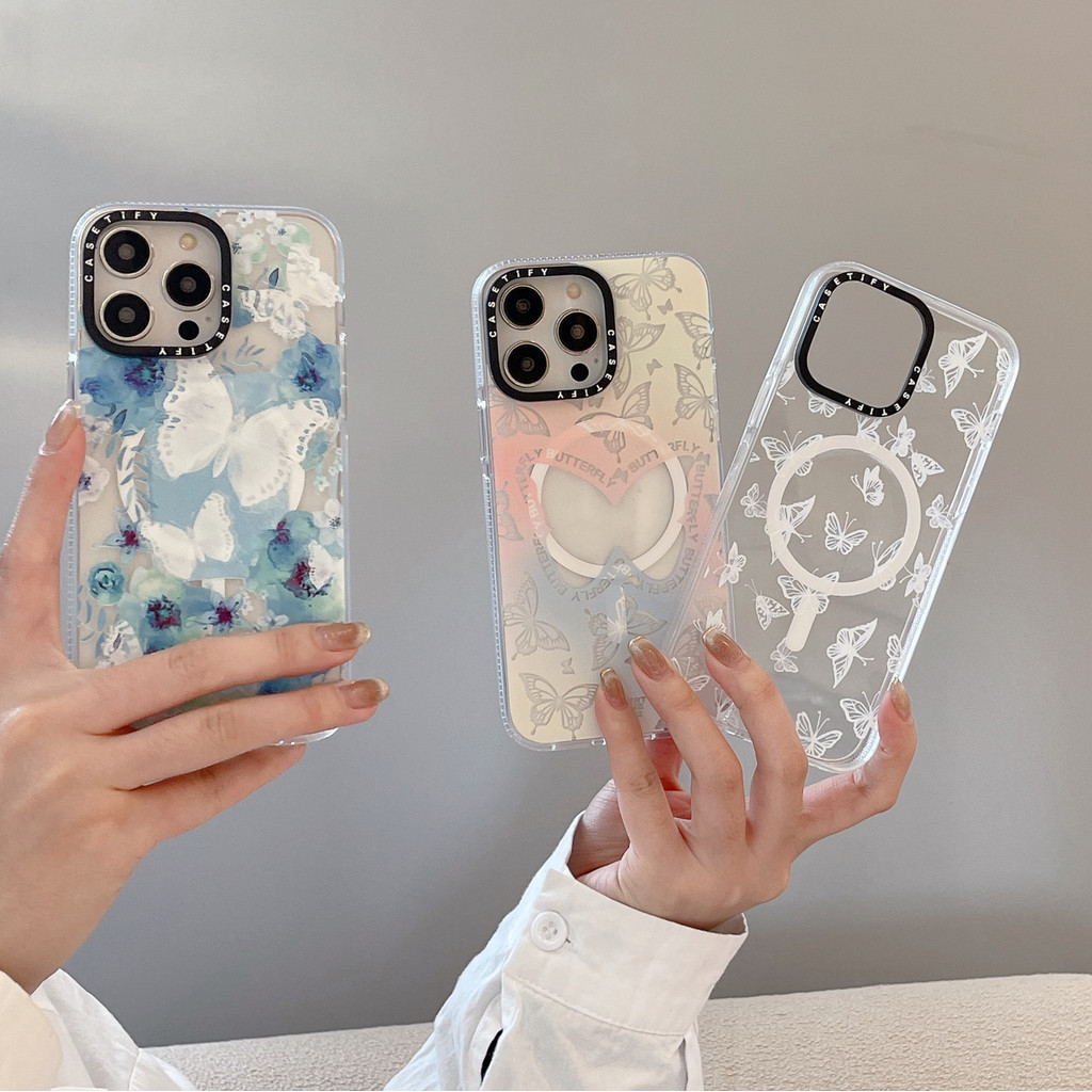 【Blue butterfly】CASETIFY Transparent Magnetic Phone Case, Casetify ...