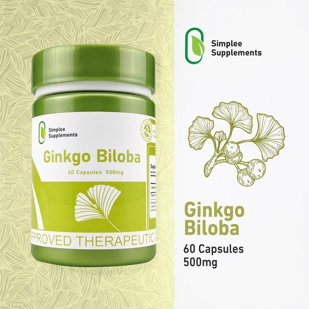 Simplee Ginkgo Biloba Capsule Supplement 60 capsules (500mg each ...