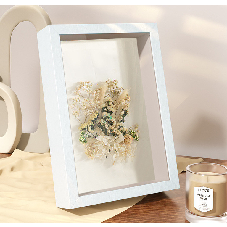 Wooden Flower Frame 6cm Hollow Frame Transparent Glass Photo Frame ...