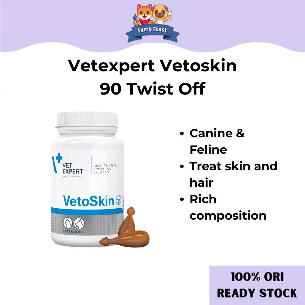 VetExpert VETOSKIN for Cats & Dogs 90 Capsules (Twist Off) - treat skin ...