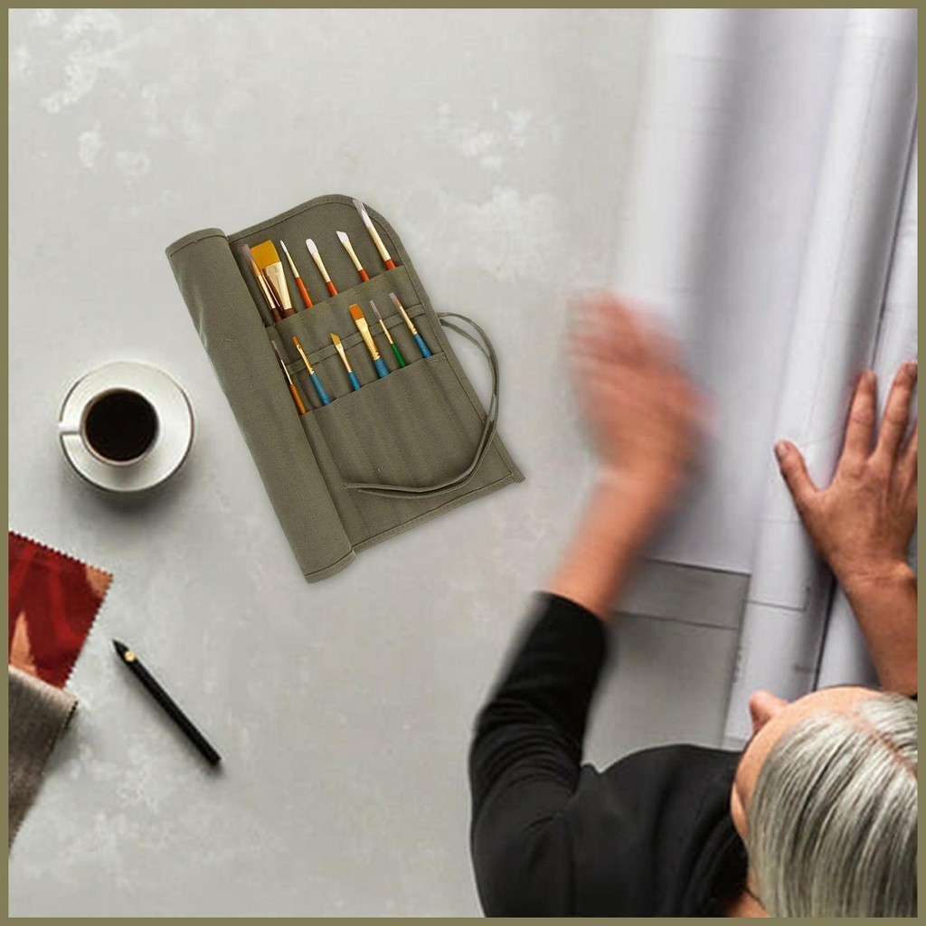 Canvas Art Paint Brush Holder Artist Paint Brush Roll Canvas Pouch Roll ...