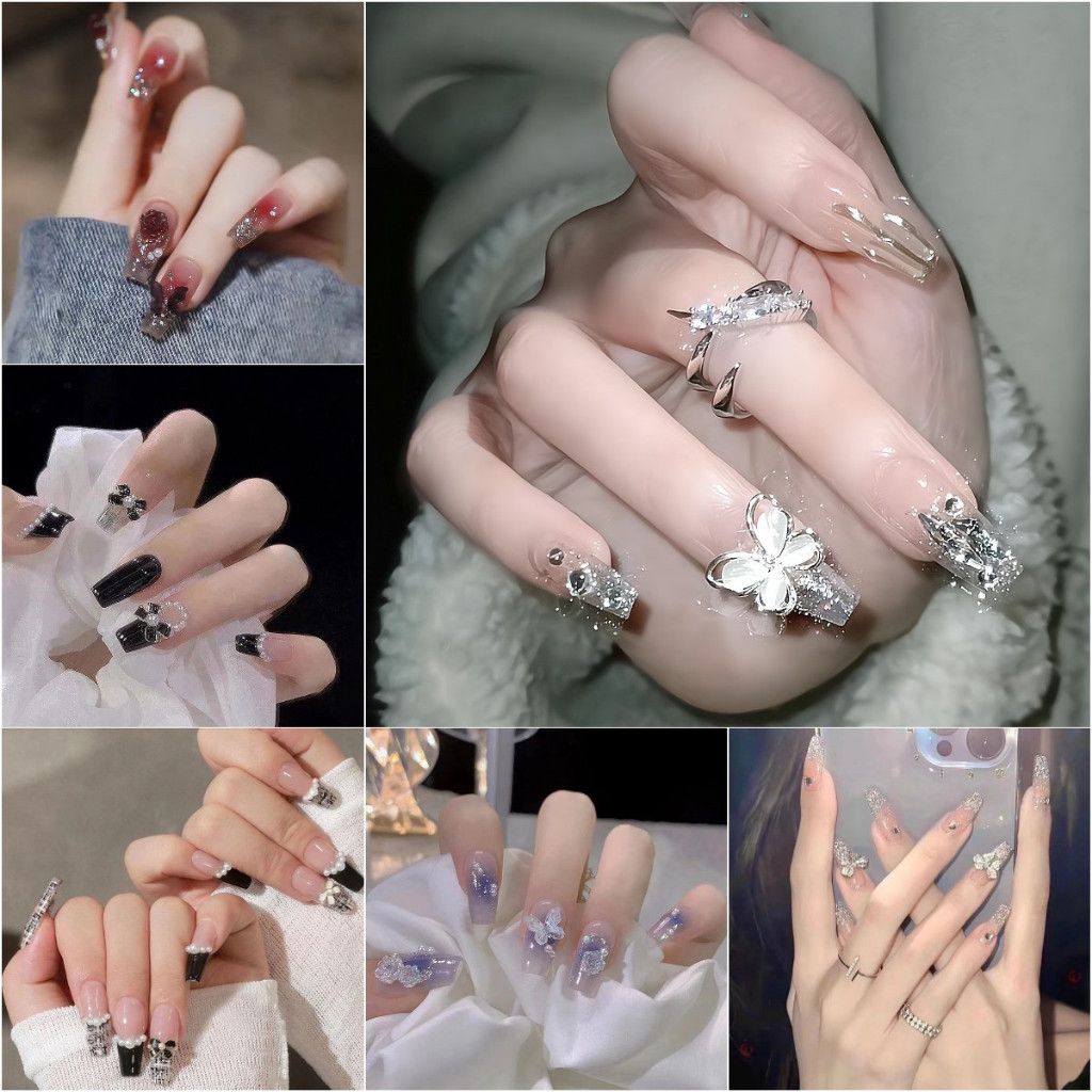 【FREE GLUE】2024 Newest 24pcs Nail Art French Fake Nails Set with Glue ...