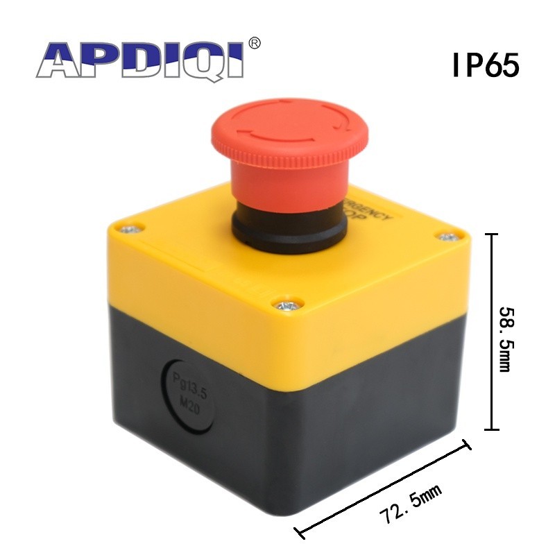 1Pcs One Hole Waterproof Plastic Emergency Stop Mushroom Head Yellow ...