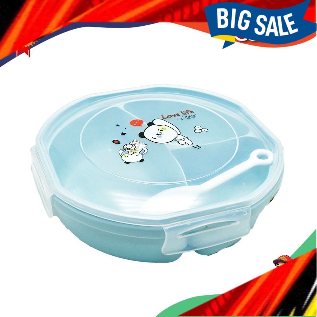 Three Side Dish Food Container, 3 Side Dish Rice Plate, Three Room Food ...