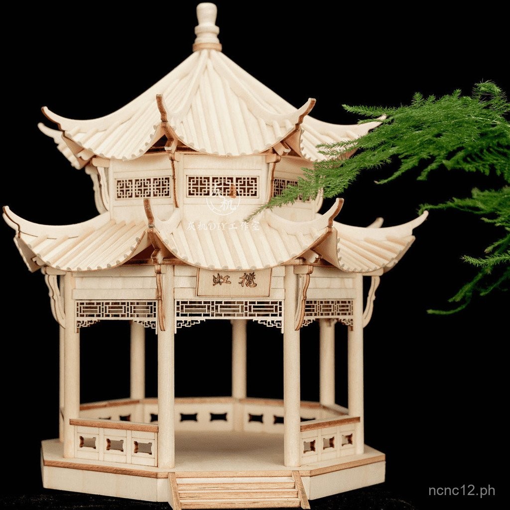 Chinese Wooden Ancient Architecture Model Lanhong Pavilion Making ...