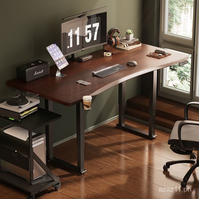 Solid Wood Electric Smart Height Adjustable Desk Computer Desk Home ...